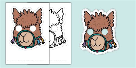 Llama Role Play Mask Cut Out Teacher Made Twinkl
