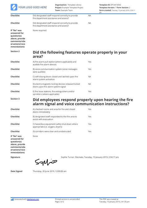 Emergency Drill Report Template