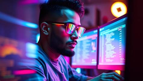 Focused Programmer Analyzing Code Premium Ai Generated Image