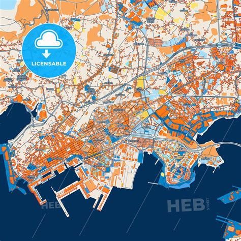 Colorful Ferrol Street Map Digital Download Hebstreits