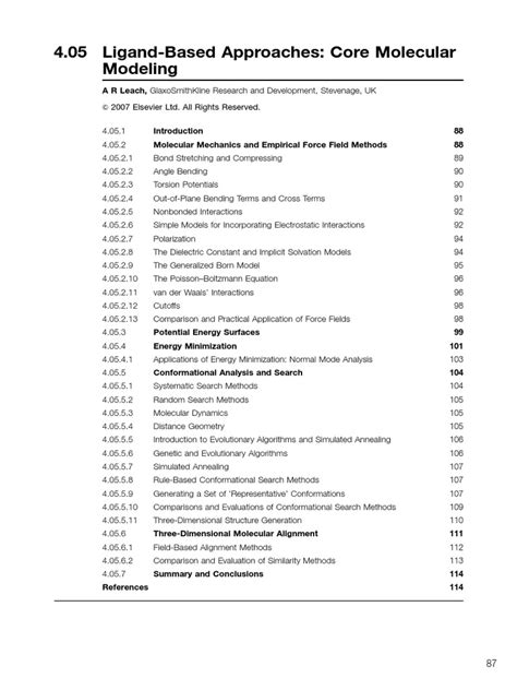 Ligand Based Approaches Core Molecular Modeling Pdf Force Field