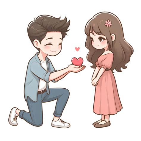 Ai Generated A Man Gives A Woman Love On Valentines Day In Cartoon