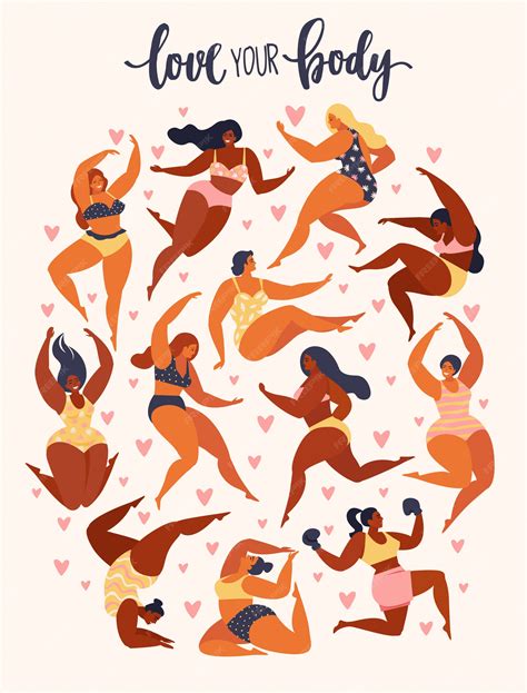 Personajes De Dibujos Animados Femeninos Movimiento Positivo Del