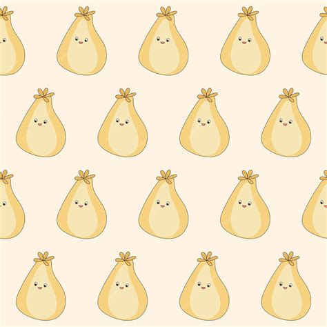 Premium Vector Seamless Cute Kawaii Fruit Character Textile Fabric Pattern Background Doodle
