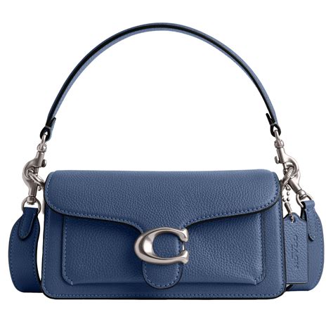 Bandolera Coach De Piel Granulada Pulida Tabby 20 Color Azul Celeste