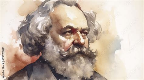 Karl Marx Portrait Water Color Portrait Marxist Philosopher Marxist