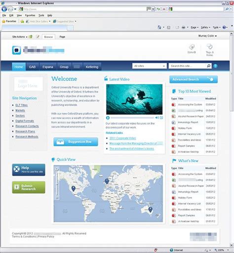 A Selection Of Sharepoint Homepage Conceptsdesigns For Various