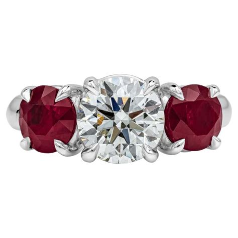 Three Stone Ruby And Diamond Engagement Ring For Sale At 1stdibs