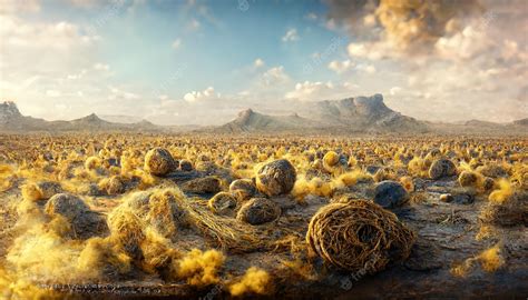 Premium Photo Desert African Panoramic Background With Tumbleweed