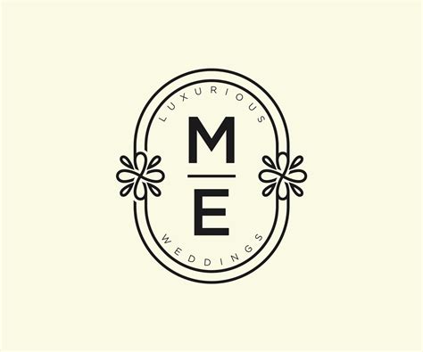 Me Initials Letter Wedding Monogram Logos Template Hand Drawn Modern Minimalistic And Floral