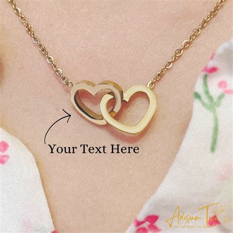 Custom Name Intertwined Double Heart Necklace Personalized