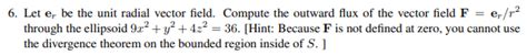 Solved 6 Let Er Be The Unit Radial Vector Field Compute