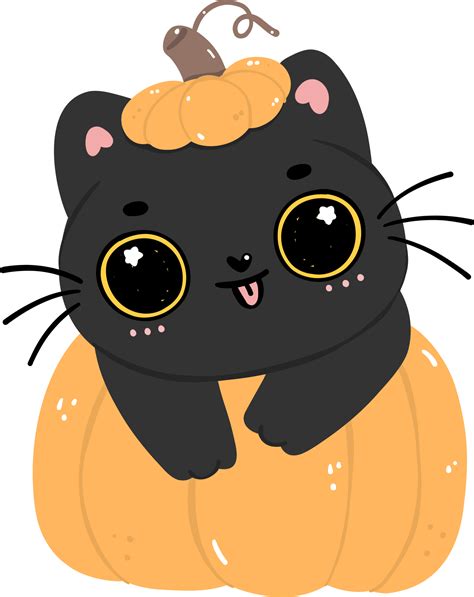 Cute Halloween Cat Spooky Black Cat Cartoon Illustration 27517119 Png