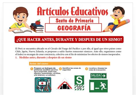 Qué Hacer Antes Durante Y Después De Un Sismo Para Sexto De Primaria