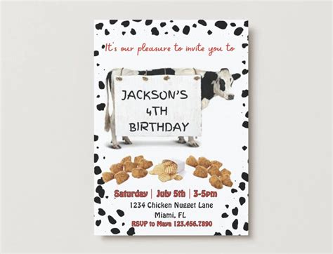 Chick Fil A Birthday Invitation Template Etsy