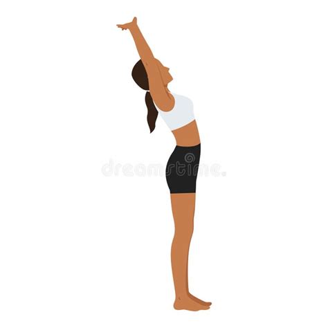 Young Woman Doing Extended Mountain Pose Backbend Interlocked Hands Or