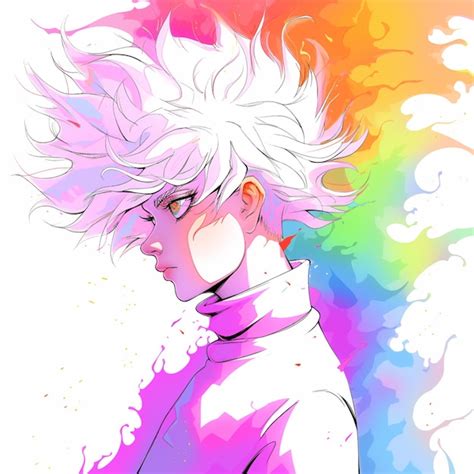 Premium Photo Anime Style Image Of A Man With White Hair And Glasses