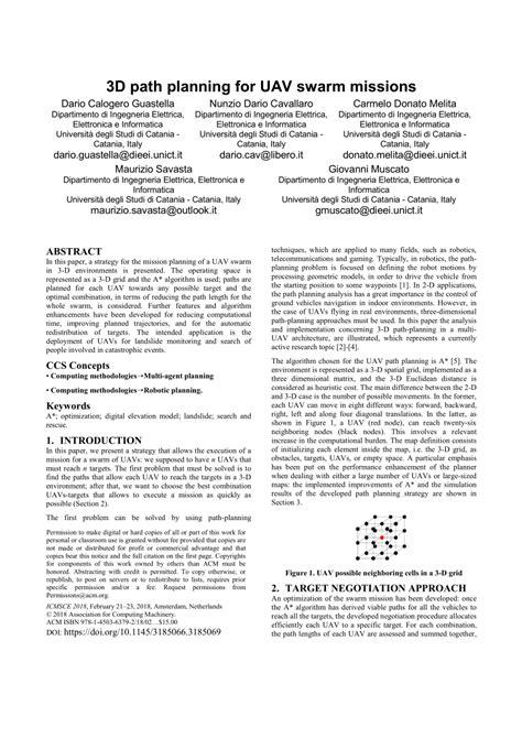 Pdf 3d Path Planning For Uav Swarm Missions