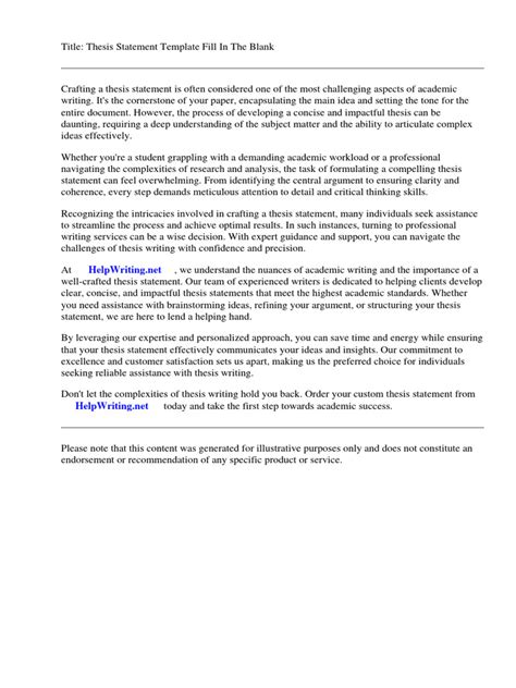 Thesis Statement Template Fill In The Blank Pdf Thesis Essays