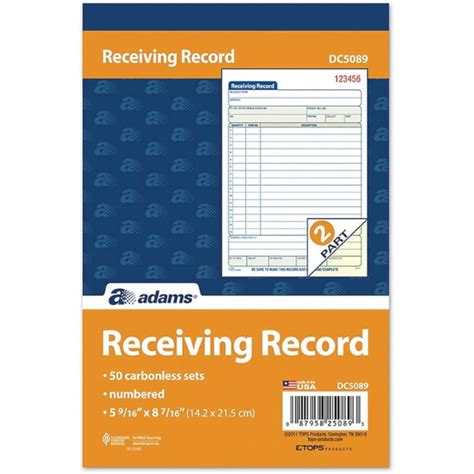 8x5 Receiving Book 2 Carbonized Dc5089 Stationery And Office