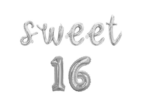 Sweet 16 Cursive Letter Balloon Banner Gold Rose Gold And Silver