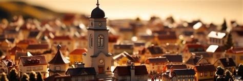 Premium Ai Image Miniature City At Sunset Generative Ai