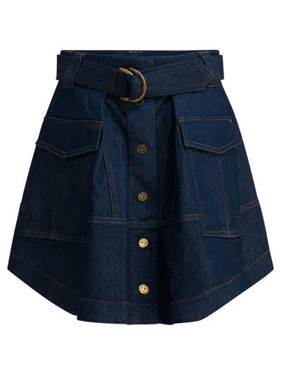 Zimmermann Denim Skirt With Belt Skirts Blue Modesens