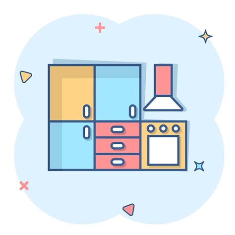 Premium Vector Kitchen Furniture Icon In Comic Style Cuisine Cartoon Vector Illustration On