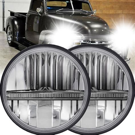 Pair 7 Round Led Headlights Hilo Fit Chevy Truck 47 1957 C2030