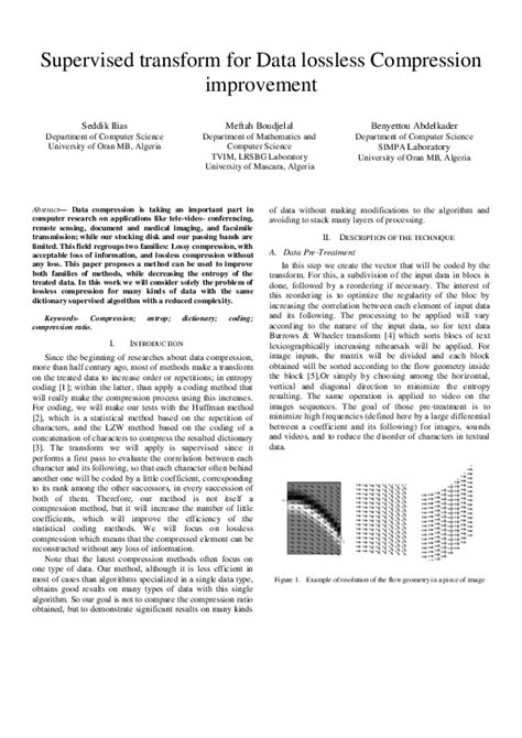 Pdf Supervised Transform For Data Lossless Compression Improvement