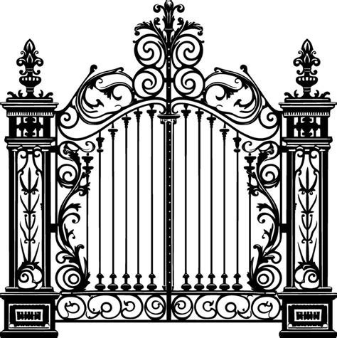 Vector Illustration Wrought Iron Fence Old Metal Fence And Gate Gate