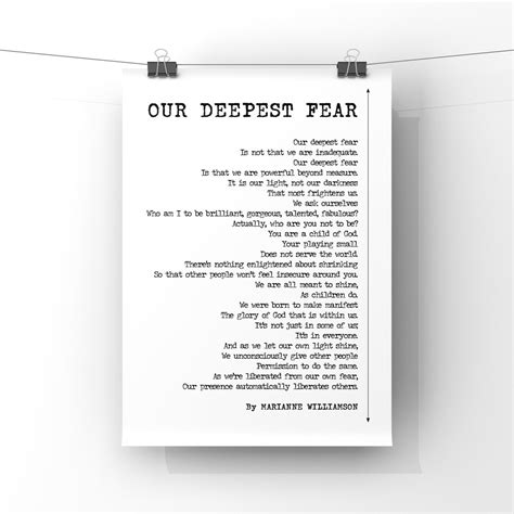Our Deepest Fear Poem By Marianne Williamson Wall Art Poster Etsy Canada