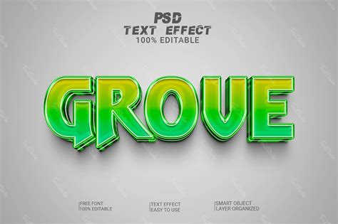 Grove Green Glossy 3D Text Effect Free Photoshop PSD File