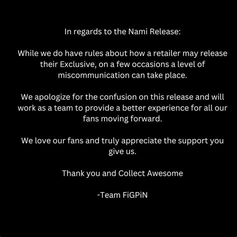 Statement From Figpin Much Love To All Our Fans R Figpin