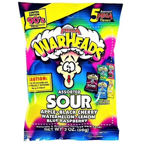 Warheads Sour Candy Flavors Warheads Extreme Sour Hard Candy Bag 56g