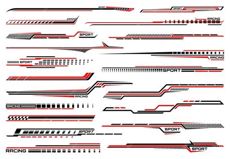 Red Race Sport Car Stripe Stickers Vector Race Wrap Creative Png And