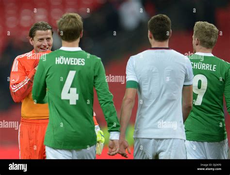 London Uk 19th Nov 2013 Germanys Goalkeeper Roman Weidenfeller L Reacts After The