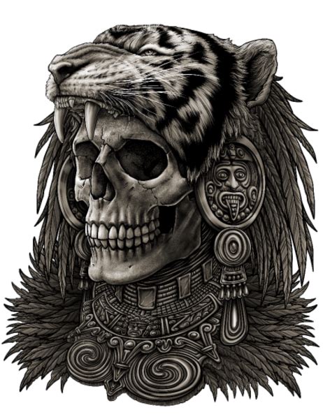 Aztec Skull Drawings Art