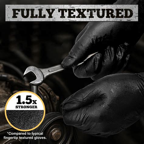 Heavy Duty Black Nitrile Gloves 6 Mil Fully Textured