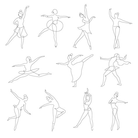 Premium Vector Ballet Or Contemporary Dancer Outline Isolated Icons
