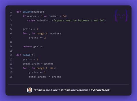 Nrhines Solution For Grains In Python On Exercism