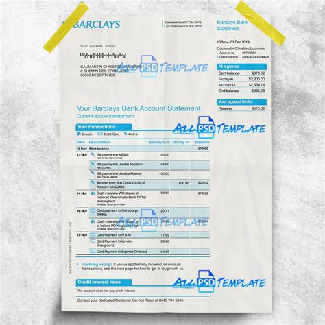 Barclays Bank Statement Psd Template Fake Psd Templates
