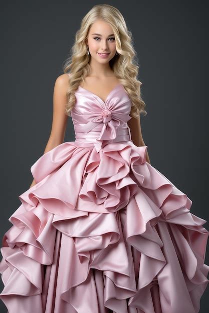 Premium Ai Image A Woman In A Luxurious Silk Pink Dress On A Holiday