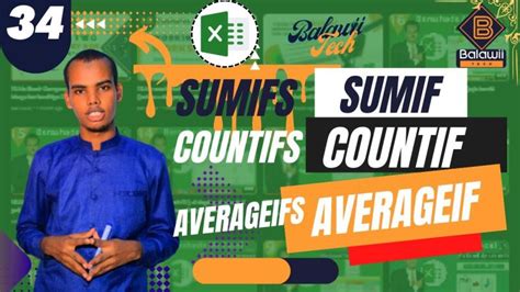 34ms Excel Statisctical Functions Sumif Countif Averageif Sumifs