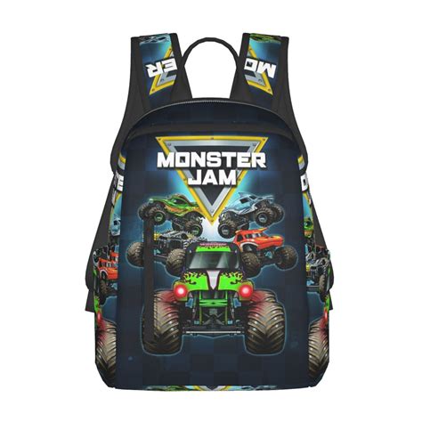 Monster Truck Jam Laptop Backpack With Compartment Cartoon Printed