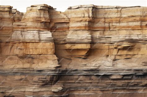 Premium Ai Image Layered Sandstone Cliffs Showing Geological Timeline