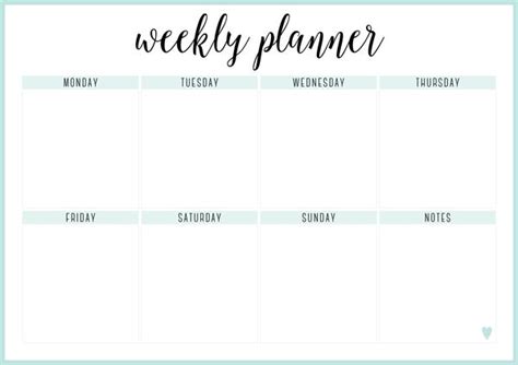 Weekly Calendar Template Landscape 2025 Simple Landscape Weekly