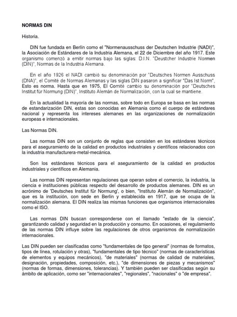 Normas Din Historia Y Aplicaciones Pdf Fabricación E Ingeniería