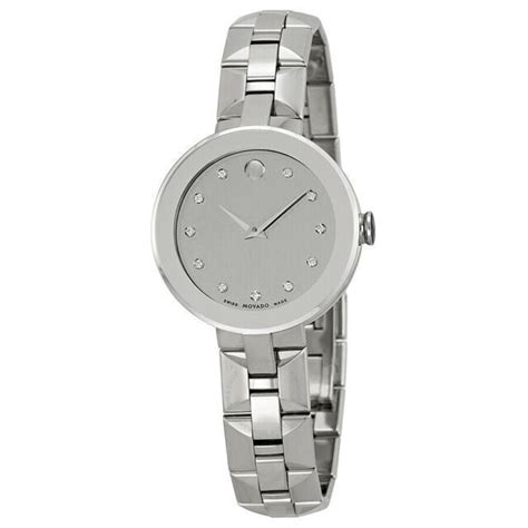 Movado Sapphire 0606814 28mm Silver Stainless Steel Case And Bracelet