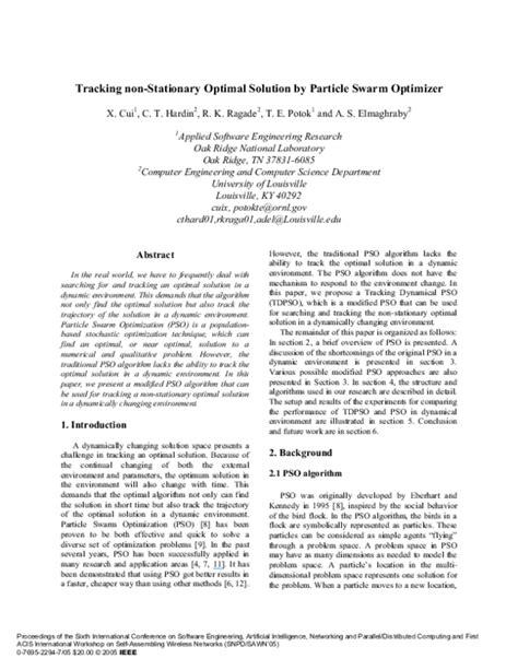 pdf tracking non stationary optimal solution by particle swarm optimizer